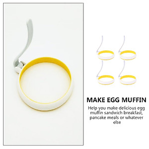 PRETYZOOM 4pcs Silicone Egg Ring, 5 Inches Profession Egg Ring Set, Nonstick Egg Rings With Handle Fried Egg Ring for Omelette, Pancake, Kitchen Cooking Tool