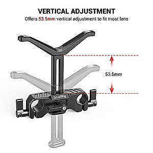 SmallRig 15mm Long Lens Support, 53.5mm Height Adjustable Lens Bracket for DSLR Camera Shoulder Rig - BSL2681
