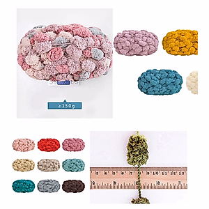 3 Rolls Pomp-A-Doodle Yarn,100% Polyester Jelly Bean POM-POM Ball Yarn for Crochet Knitting Handcraft Mat Pet Nest 450g (Quiet Night)