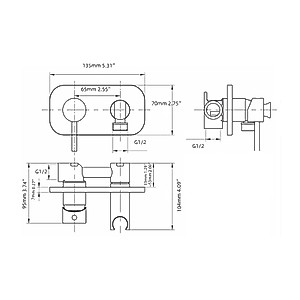Brass Handheld Bidet Toilet Sprayer, Wall Mount Baby Cloth Diaper Sprayer, Concealed Bidet Sprayer Hot and Cold Water, Handheld Bidet Sprayer for Toilet Cleaning and Personal Hygiene (Black)