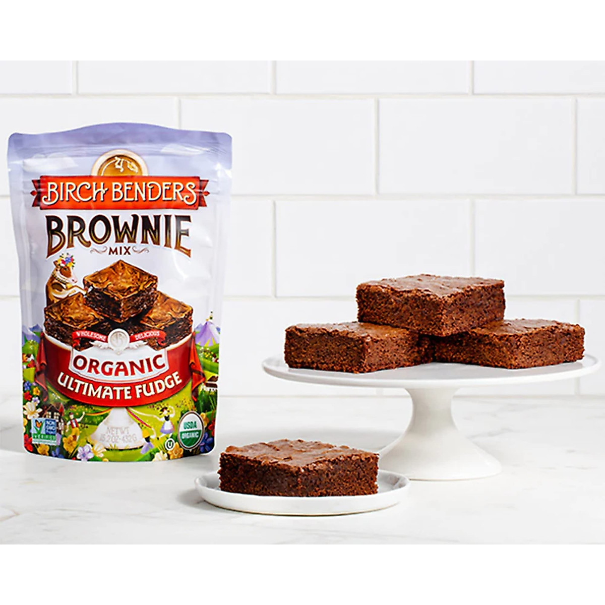 Birch Benders Organic Baking Mix Variety: Chocolate Cake, Yellow Cake, and Brownie Mix, Non-GMO, Kosher (Pack of 3) with By The Cup Swivel Spoons