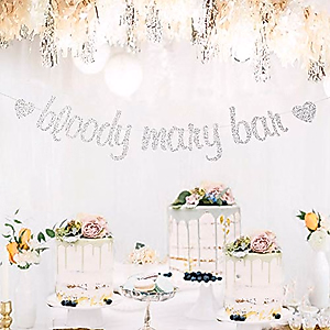 Bloody Mary Bar Banner, Wedding Bar Bunting, Bridal Shower Party Decor, Engagement Decors, Bachelorette Sign, Birthday Party Decorations, Silver Glitter