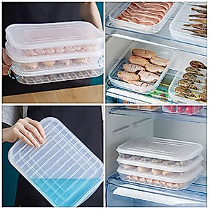 Tofficu 2Pcs Plastic Refrigerator Food Storage Containers, Stackable Refrigerator Organizer Bins with Lids, Fridge Organizers And Storage Containers for Meat, Fruits, Vegetable, Drinks