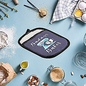 Funny Baker Gift Badass Baker Oven Pads Pot Holder with Pocket for Bake Lover (Badass Baker)
