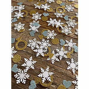 100PCS Snow In Love Bridal Shower Bachelorette Party Table Scatter,Diamond Ring And Snowflake Confetti for Winter Bridal Shower Decorations,Snow In Love Engagement Party Decor