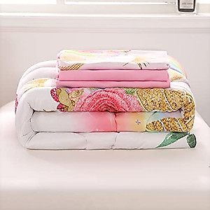 Wowelife Toddler Bedding Sets for Girls, Premium 4 Piece Unicorn Bedding Toddler Bed Set Rainbow, Pink Toddler Comforter Set, Super Soft and Comfortable for Toddler