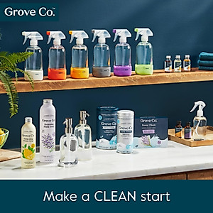 Grove Co. Foaming Soap Dispenser, 2 x Refillable Glass Bottles with Stainless Steel Pump, Reusable Liquid Hand Soap Set for Kitchen or Bathroom, Square Base, Reduce Plastic Waste