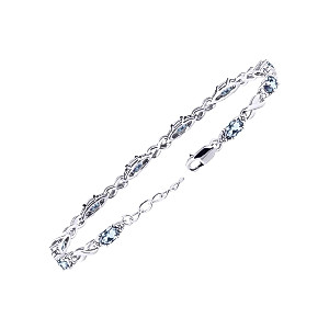 Rylos Bracelets for Women 925 Sterling Silver XO Hugs & Kisses Tennis Bracelet Gemstone & Genuine Diamonds Adjustable to Fit 7"-8" Wrist, 10-6X4MM Aquamarine Jewelry for Women Friendship Bracelets