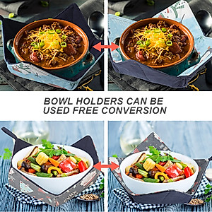 Mepple Microwave Bowl Cozy，Hot Soup Bowl Holders, Multipurpose Potholders for Hot & Cold Foods, Bowl-Shaped Containers, Essential Kitchen Utensils Gadgets, Set of 2,Blue and Grey