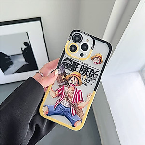 Cool Japan Anime Case Clear Cartoon Compatible with for iPhone XR Pattern Back Soft Silicone Clear TPU with Anime Keychain Case for Teen Boys and Girls Women(XR Yellow)