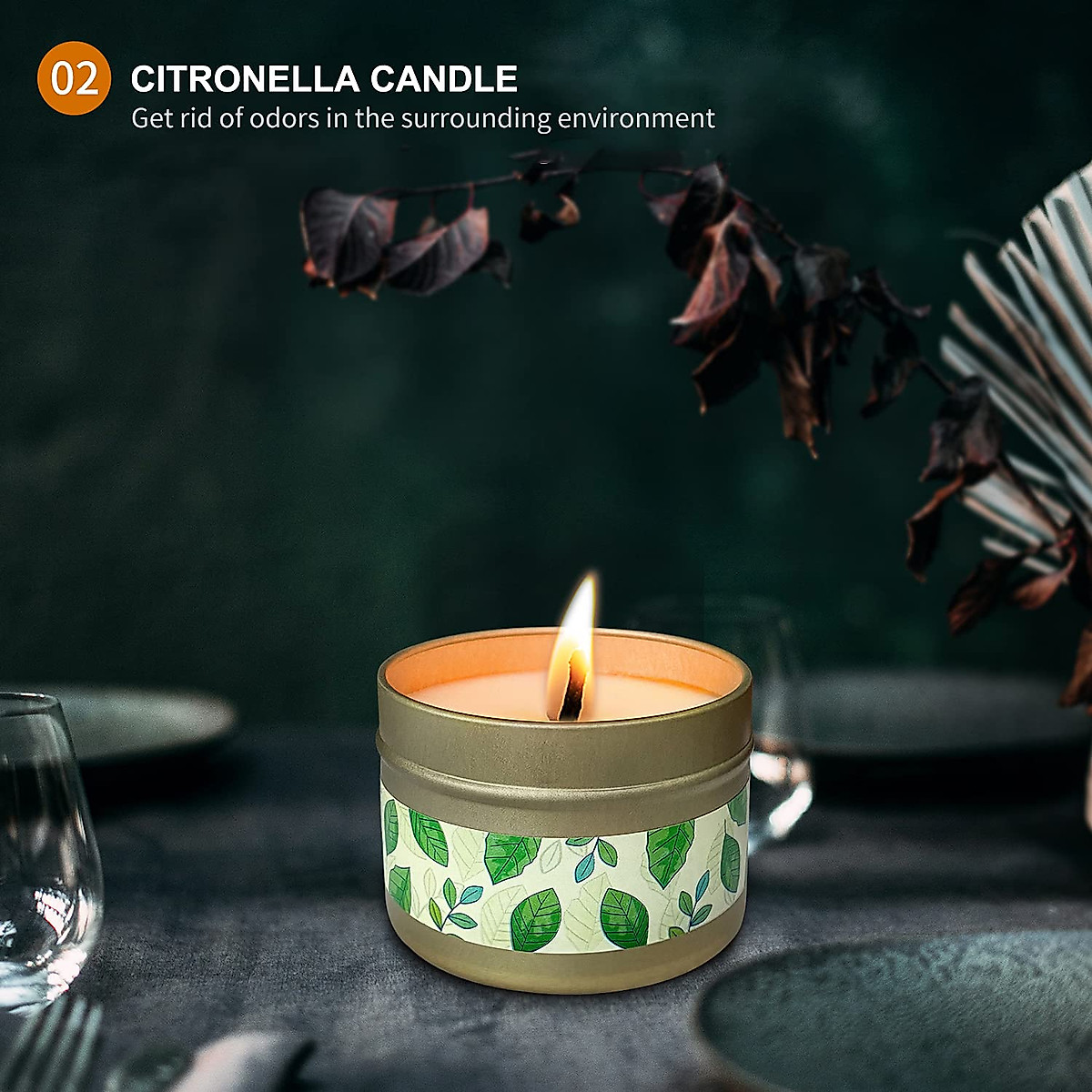 【6 Pack】 Citronella Scented Candles for Home Decoration Outdoor Indoor, Natural Soy Wax Candles Gift Set, Travel Tin Candles Set, Lemongrass Aromatherapy Candles for Home Garden Patio Balcony