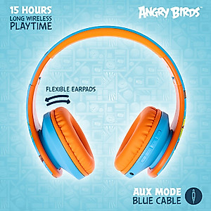 PowerLocus Kids Headphones Angry Birds Edition, Wireless Kids Headphones, 85dB Volume Limited, Foldable Bluetooth Headphones with Case, Wired and Micro SD mode, Built-in Mic for Phone/iPad/School