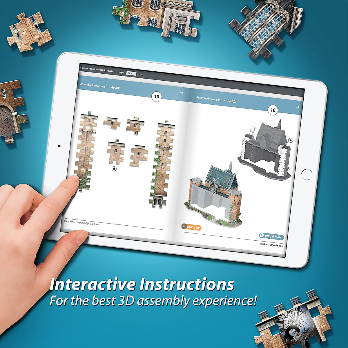 Wrebbit3D Harry Potter Hogwarts Clock Tower 3D Puzzle for Teens and Adults | 420 Real Jigsaw Puzzle Pieces | Not Just an Ordinary Model Kit for Adults for Harry Potter Fans