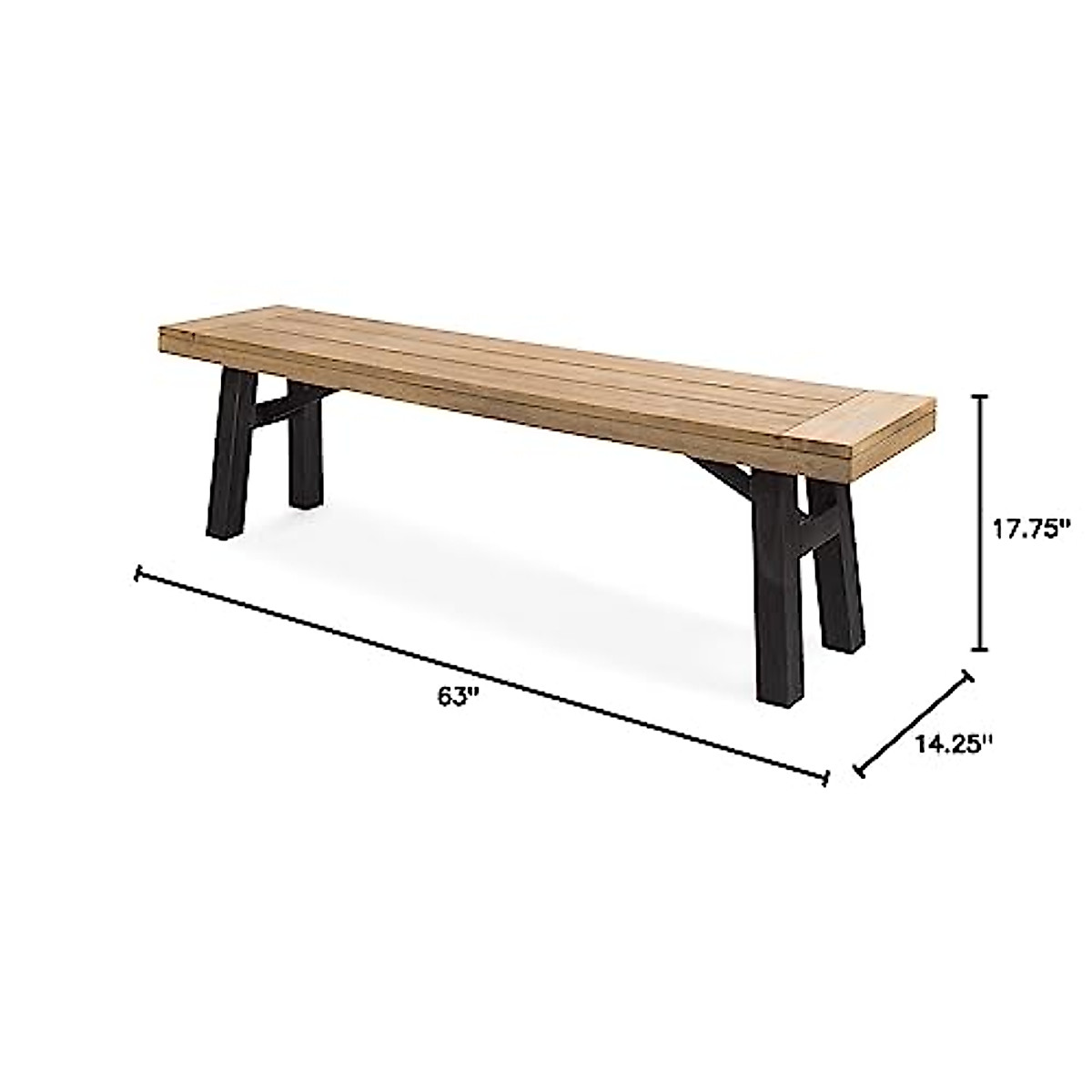Christopher Knight Home Bettina Outdoor Acacia Wood Dining Bench with Brushed Mahogany Legs, Brushed Grey / Brushed Mahogany