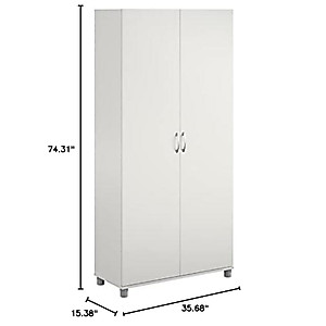 Pemberly Row Engineered Wood Transitional 36" Utility Storage Cabinet in White