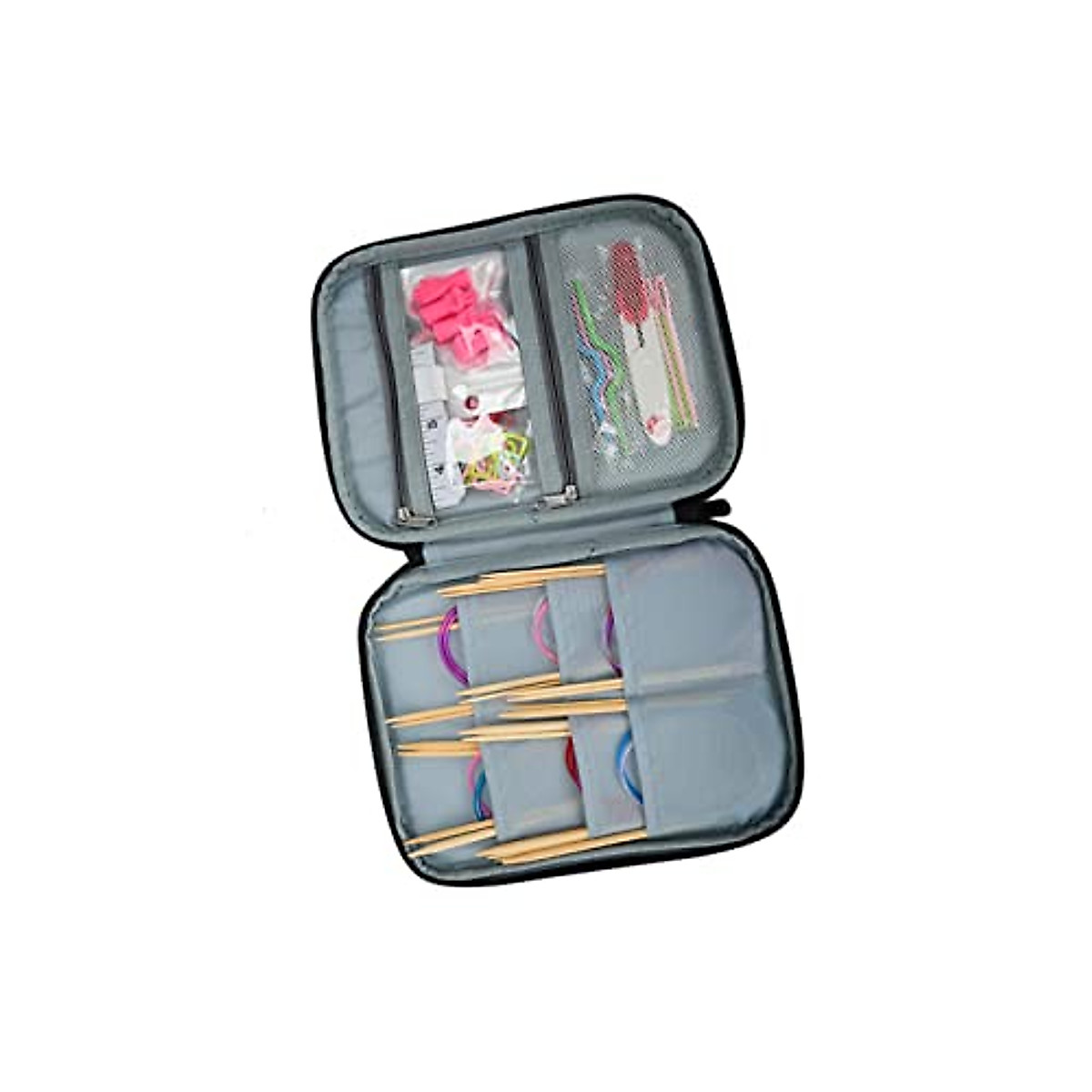 Ciieeo Travel Divider Inner with for Organizer Bag Portable Caddy Pouch Multi-Function Hooks Sweater Weave Oxford Sewing Crochet Tote Accessories Yarn Handmade Needles Case Hook Knitting