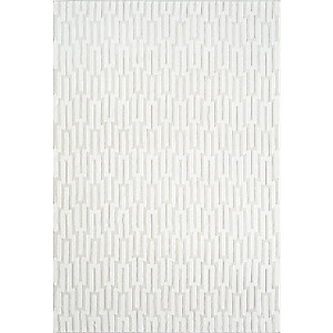 Abani Cream Area Rug for Living Room, Bedroom -Geometric Pattern - 8 x10 -Durable & Easy to Clean