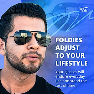 Foldies Aviator Folding Sunglasses Polarized, UV400, UVA, UVB Protection for Men Women, Folding Sunglasses Leather Case