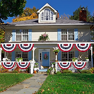 4PCS Patriotic Pleated Fan Flag,3 x1.5 Ft American Flag Banner, July 4th American Patriotic Bunting Half Fan Banner