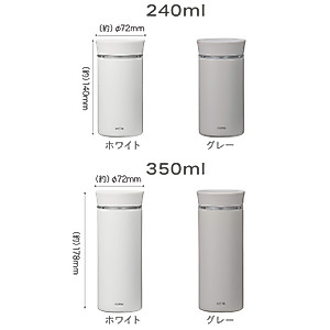 CB Japan Mlte Water Bottle, Gray, Dishwasher Safe, 8.5 fl oz (240 ml), Direct Drinking, Stainless Steel, Vacuum Insulated, EL Bottle