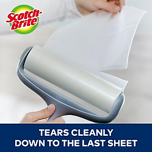 Scotch-Brite 50% Stickier Large Surface Roller Refill, Works Great On Pet Hair, 4 Refills, 60 Sheets Per Refill, 240 Sheets Total Gray