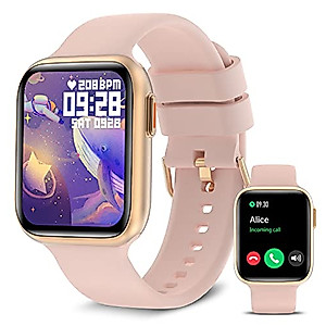 Bebinca Smart Watches for Women (Answer/Make Call) with Heart Rate/Sleep/Blood Oxygen Monitor, Voice Assistant Compatible with Samsung iPhone Android Phones, IP68 Waterproof, Rose Gold