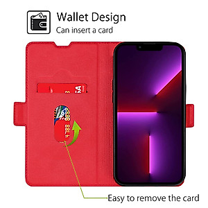 Fansipro Phone Cover Wallet Folio Case for Samsung Galaxy S9 Plus, Premium PU Leather Slim Fit Cover for Galaxy S9 Plus, 1 Card Slot, Handy, Red