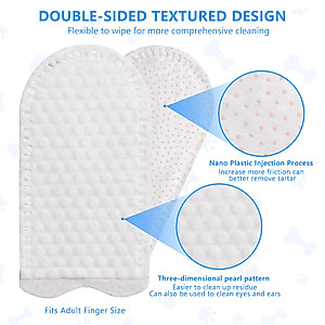 CuteBone Pet Dental Finger Wipes - 50 Count, Easy Oral Care for Cats & Dogs, Disposable, Stress-Free