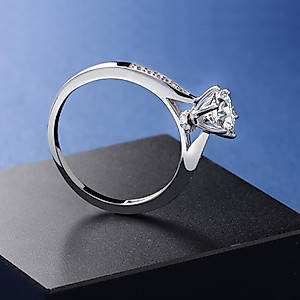 Moissanite Wedding Engagement Ring 1 Carat Classic 6 Prong Lab Created Diamond Anniversary Ring 925 Sterling Silver Solitaire Diamond Promise Ring for Women size 5-16