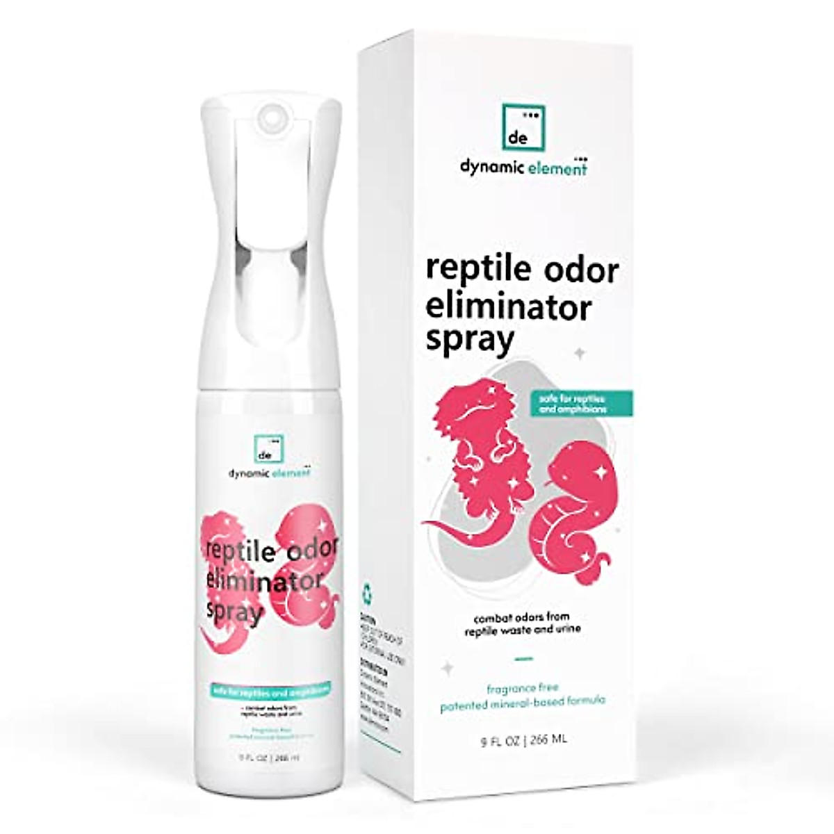 Dynamic Element Reptile Tank Odor Eliminator Spray - Unscented Mineral-Based Formula Deodorizer for Urine and Waste Smells from Bearded Dragon and Turtle Tank - 9 Fl Oz (266 ml)