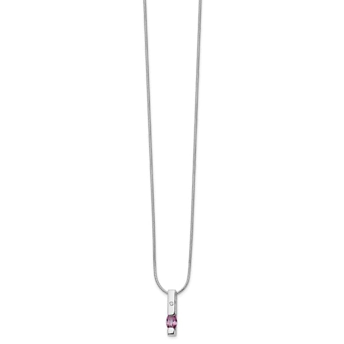 IceCarats 925 Sterling Silver 18 inch Diamond Pink Tourmaline Chain Necklace Gemstone Pendant Charm