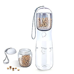 AVELORA Dog Water Bottle,Portable Pet Water Bottle with Food Container,Outdoor Portable Water Dispenser for Cat,Puppy,Pets for Walking,Hiking,Travel,Puppy Essentials,Dog Stuff(19oz)