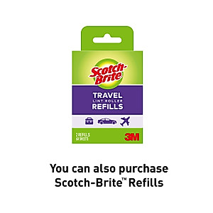 Scotch-Brite Mini Travel Lint Roller, Works Great On Pet Hair, 30 Sheets