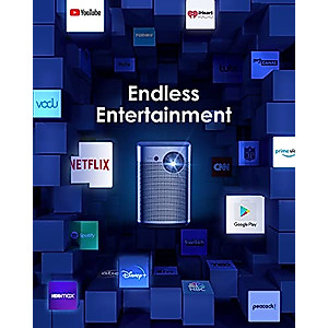 XGIMI Halo True 1080p Portable Projector for Outdoor Movie Night, 800 ANSI Lumen, Harman Kardon Speakers, WiFi Bluetooth, Auto Focus, Auto Keystone Correction, Android TV 9.0