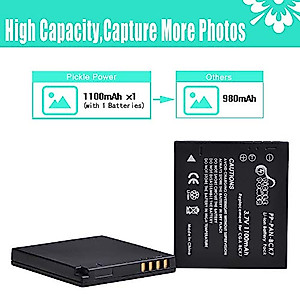DMW-BCK7 Battery and Charger with LED Display Compatible with Panasonic Lumix DMC-TS30, DMC-FH25, FH27, FP5, FP7, FS16, FS18, FS22, FS35, FS37, DMC-S1, DMC-S2, DMC-S3, DMC-SZ1, DMC-SZ5, DMC-SZ7