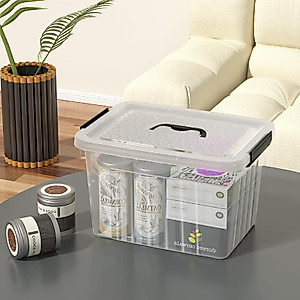 Ziglous 10 Quart Clear Plastic Storage Boxes with Handle, 4-Pack Clear Plastic Storage Bins with Lids