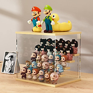 Clear Acrylic Display Case for Funko Pop,Pop mart,Minifigure,Action Figure with 5 Tier Shelf Collectibles Storage Assemble Showcase,Display case with Door for Figure Collectibles(Five Layer)