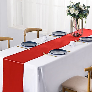 SiinvdaBZX 12 Pcs Red Satin Table Runner 12 x 108 inches Long, Bright Smooth Satin Wedding Table Runner Decorations for Birthday Parties, Buffet, Banquets, Graduations, Engagements