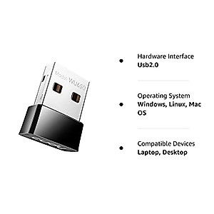 Cudy AC 650Mbps USB WiFi Adapter for PC, 5GHz/2.4GHz Wireless Dongle, WiFi USB, USB Wireless Adapter for Laptop - Nano Size, Compatible with Windows XP / 7/8.x /10/11, Mac OS
