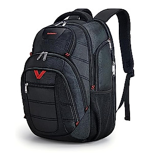 BAGSMART 45L Travel Laptop Backpack, TSA 17.3 Inch Laptop Backpack Flight Approved Black Travel Backpack with USB Charger Hole, Water Resistant College Computer Backpack Business Weekender Bag, Black