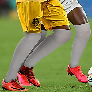 Jenaai 4 Pairs Baseball Socks Football Socks Over the Knee High Socks Extra Long Soccer Socks (Gray)