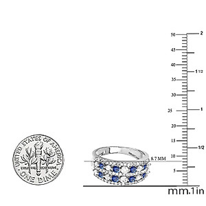 Dazzlingrock Collection 14K Round Blue Sapphire And White Diamond Women Anniversary Wedding Band Ring, White Gold, Size 9