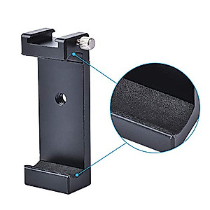 Ruittos Metal Phone Tripod Mount with Remote, Smartphone Tripod Holder and Bluetooth Camera ShutterCell Phone Clip with Hot-Shoe Mount, Compatible with iPhone 13 Pro Max 12 11 X 8 7 Samsung LG Huawei