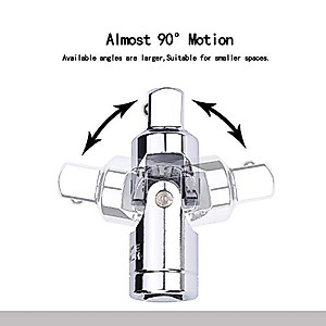 3PCS Universal Joint Socket Set, Chrome Vanadium Steel Swivel Socket Adapter Set, 1/4IN, 3/8IN, 1/2IN Drive Universal Joint Set