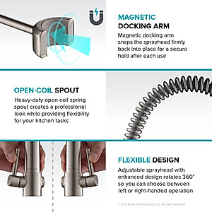 KRAUS Artec Pro Commercial Style Pre-Rinse Single Handle Kitchen Faucet with Pot Filler in Matte Black, KPF-1603MB