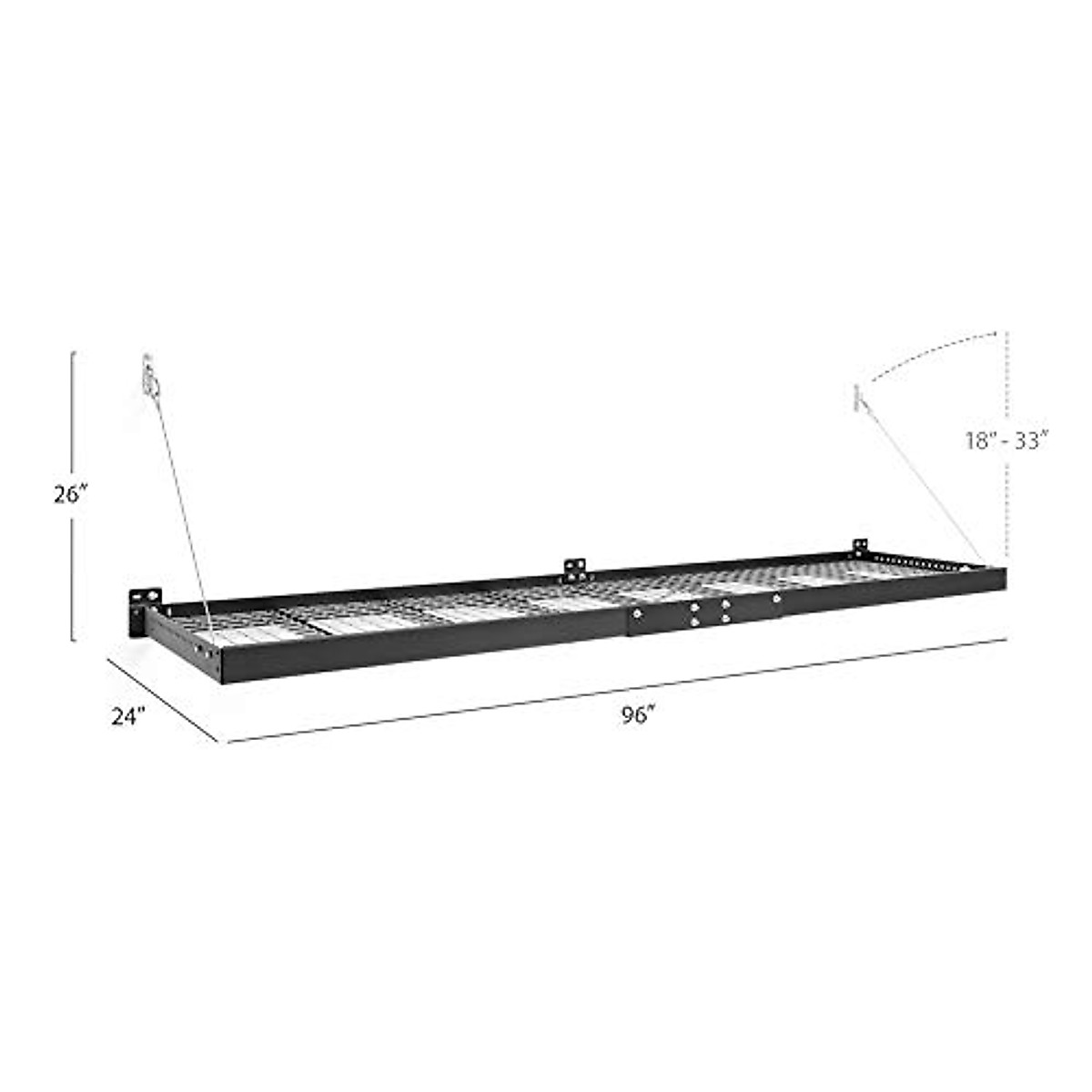 NewAge Products Inc. Pro Series Black 4 ft. x 8 ft. & 2 ft. x 8 ft. Wall Mounted Steel Shelf Set, Garage Overheads, 40408