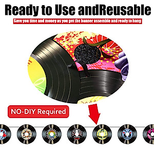 3 Packs 1950's Rock and Roll Music Party Decorations Record Cutout Banner Record Wall Decor Signs for 50's Theme Rock Party Supplies Music Party Favors