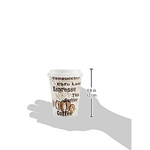 Amazon Basics Paper Hot Cups with Lids, Cafe Design, 12 oz, 100 Count
