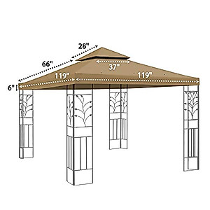 BenefitUSA 119x119 Gazebo Canopy Replacement Top Double Tiered Canopy Top Cover (Tan)