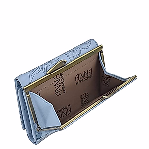 Anna by Anuschka Women's Ladies Three Fold Wallet, Butterfly Garden Blue